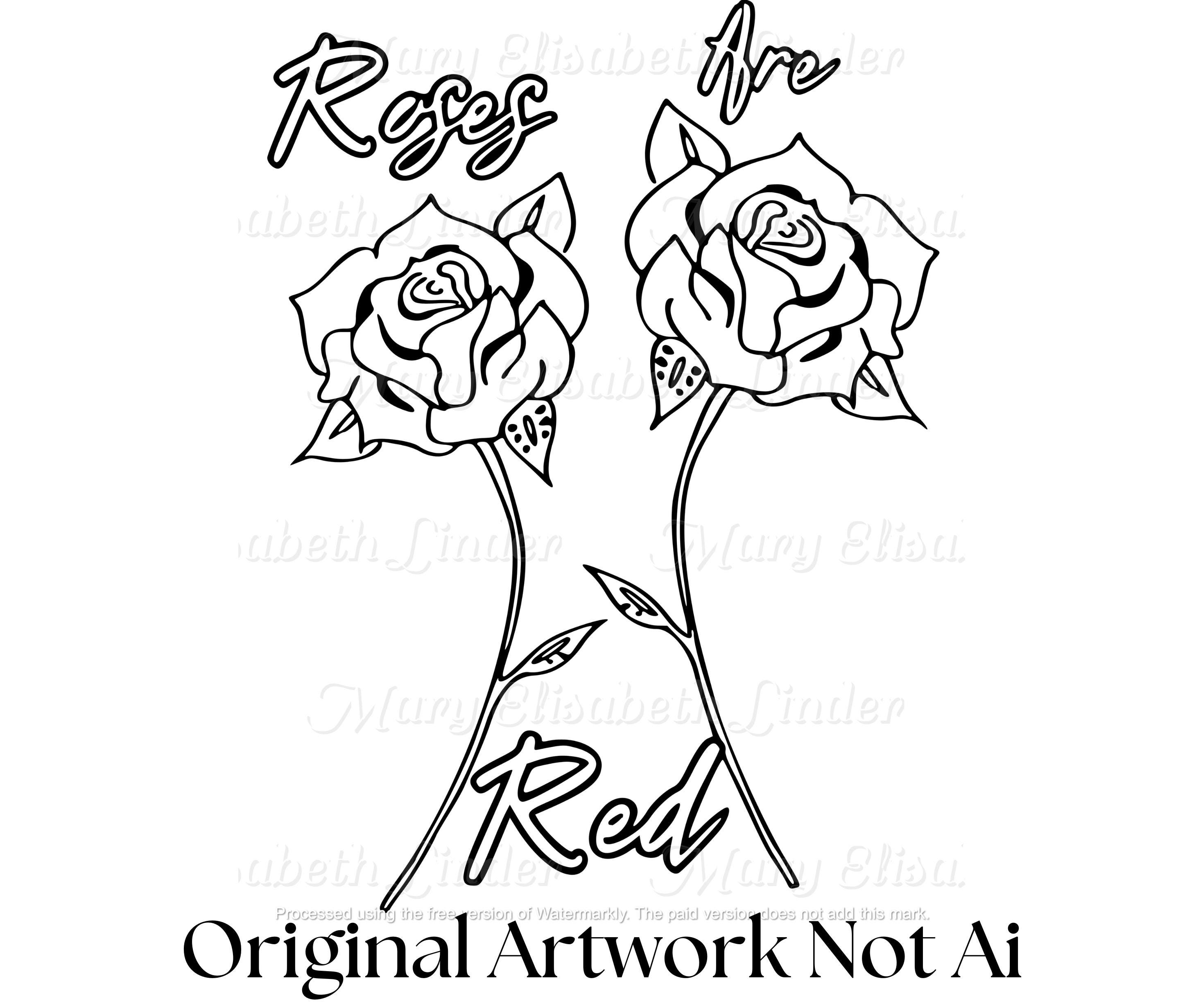 Roses Are Red Printable Color Page Original Artwork Not Ai - Etsy