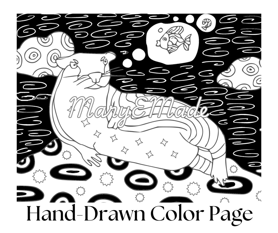 Velvet Chillin' Fancy Otter Printable Color Page Original Artwork Not ...