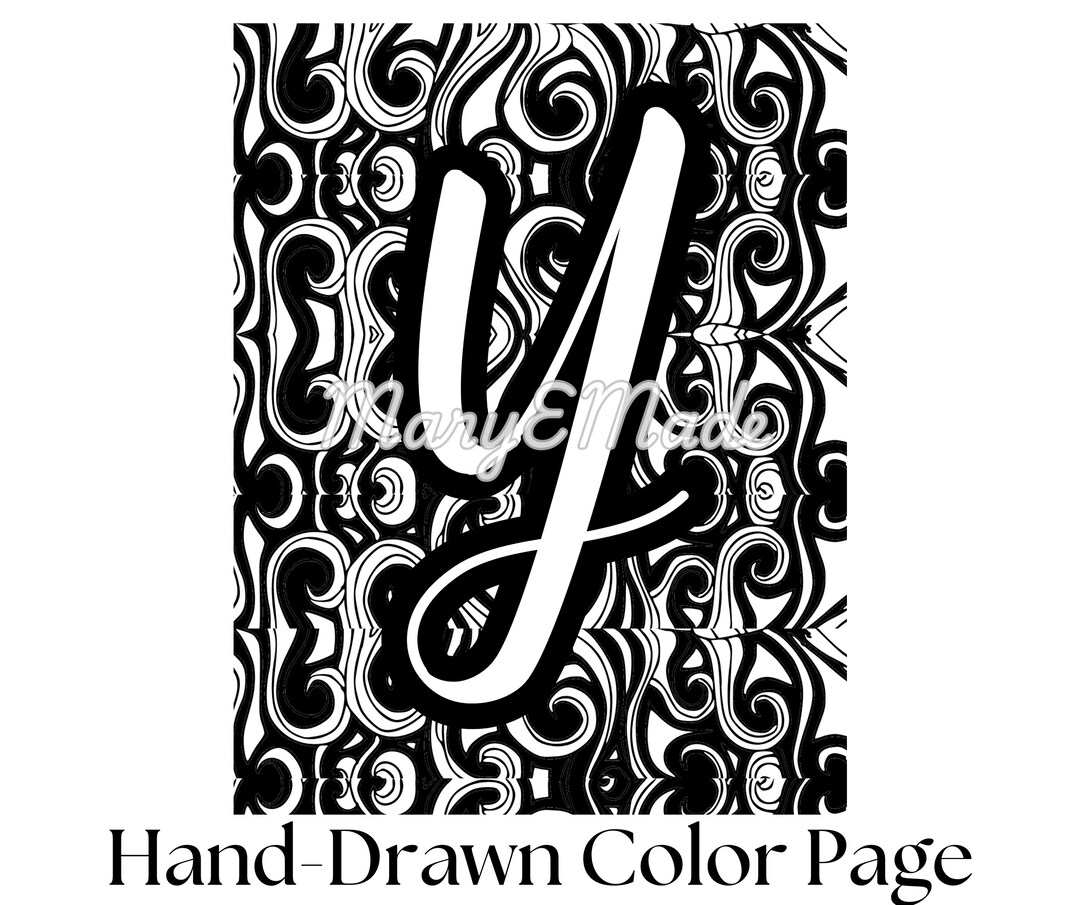 Initial 'Y' Printable Color Page Original Artwork Not Ai - Etsy