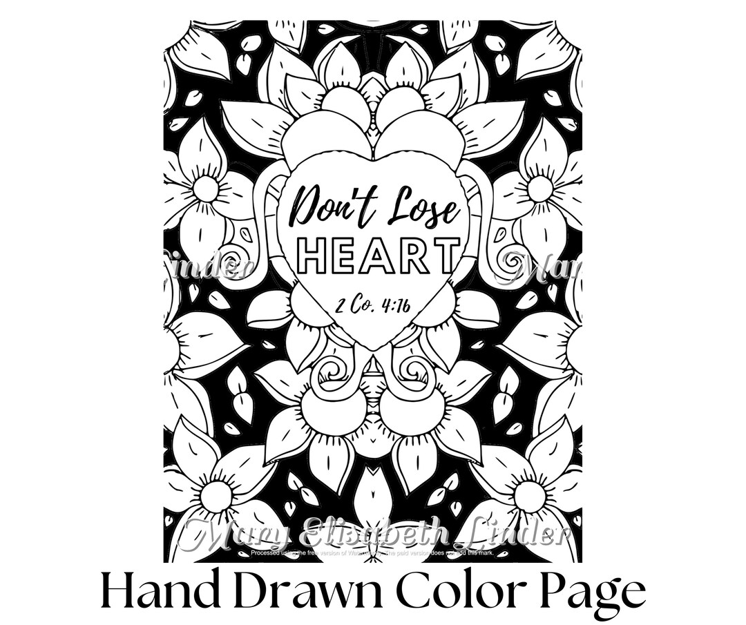 Don't Lose Heart Printable Color Page Original Artwork Not Ai - Etsy