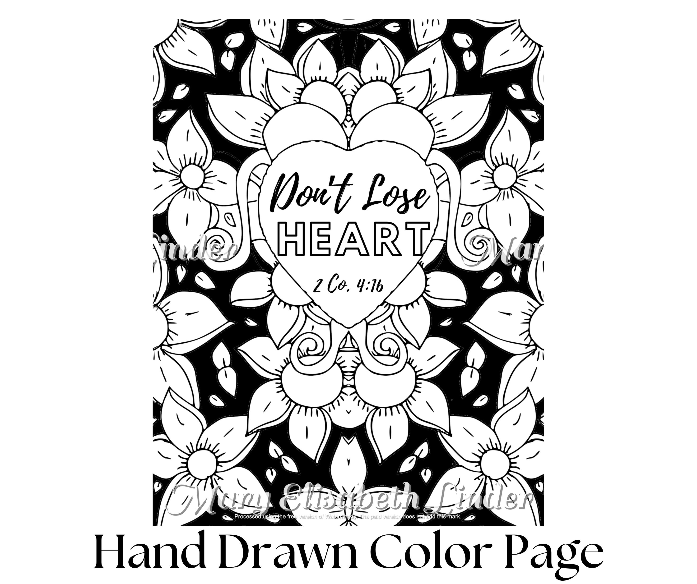 Don't Lose Heart Printable Color Page Original Artwork Not Ai - Etsy