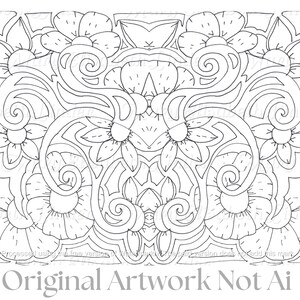Pretty Intricate Flowers Printable Color Page Original Artwork Not Ai ...