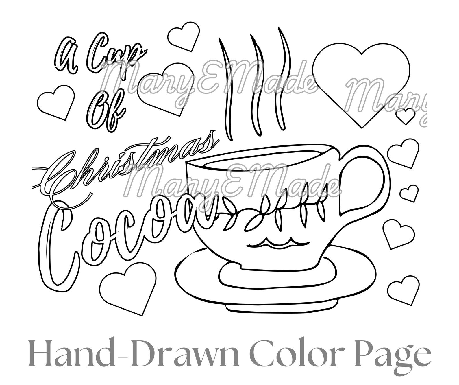 Christmas Cocoa Printable Color Page Original Artwork Not Ai - Etsy
