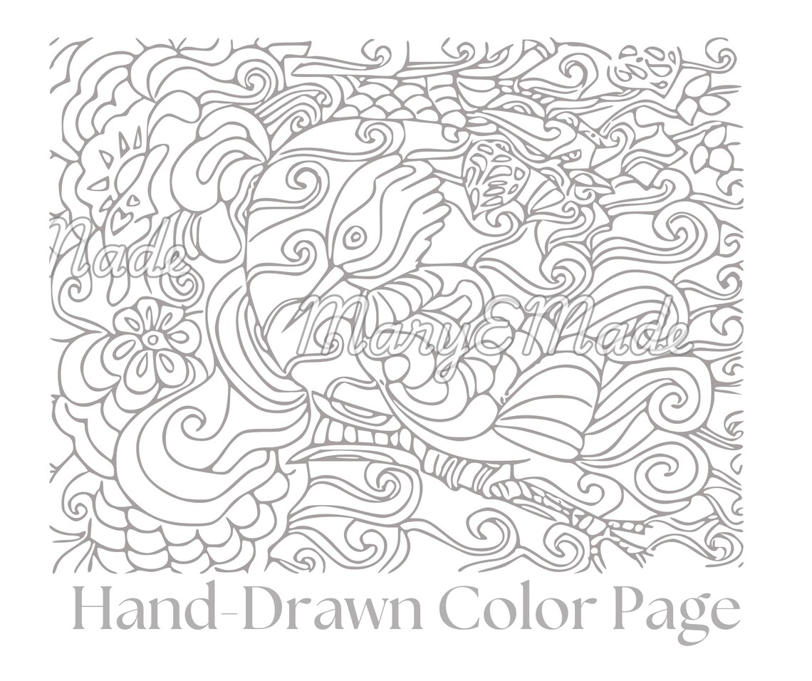 Bird in an Abstract Tree Printable Color Page Original Artwork Not Ai ...