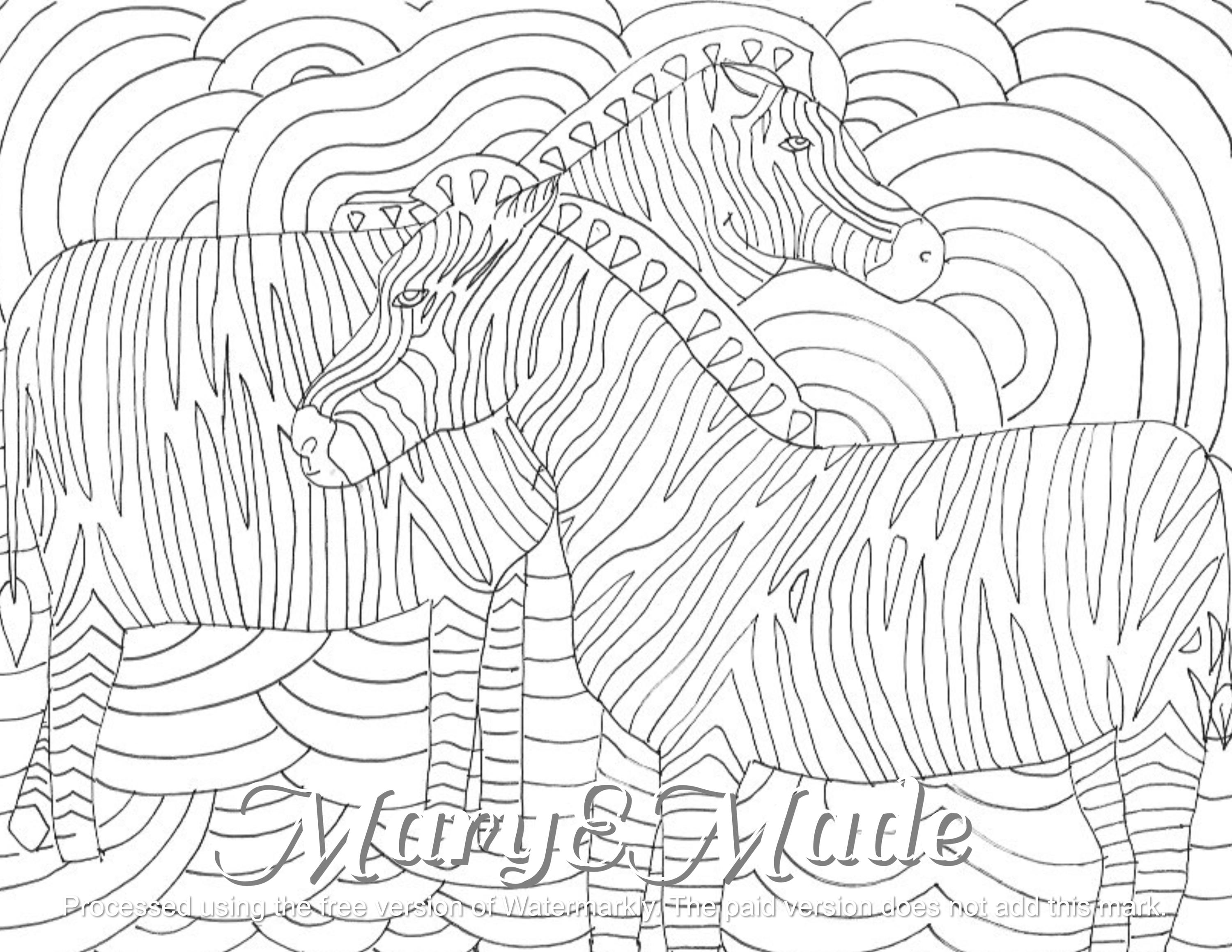 Zebra Stripes Printable Color Page Original Artwork Not Ai - Etsy