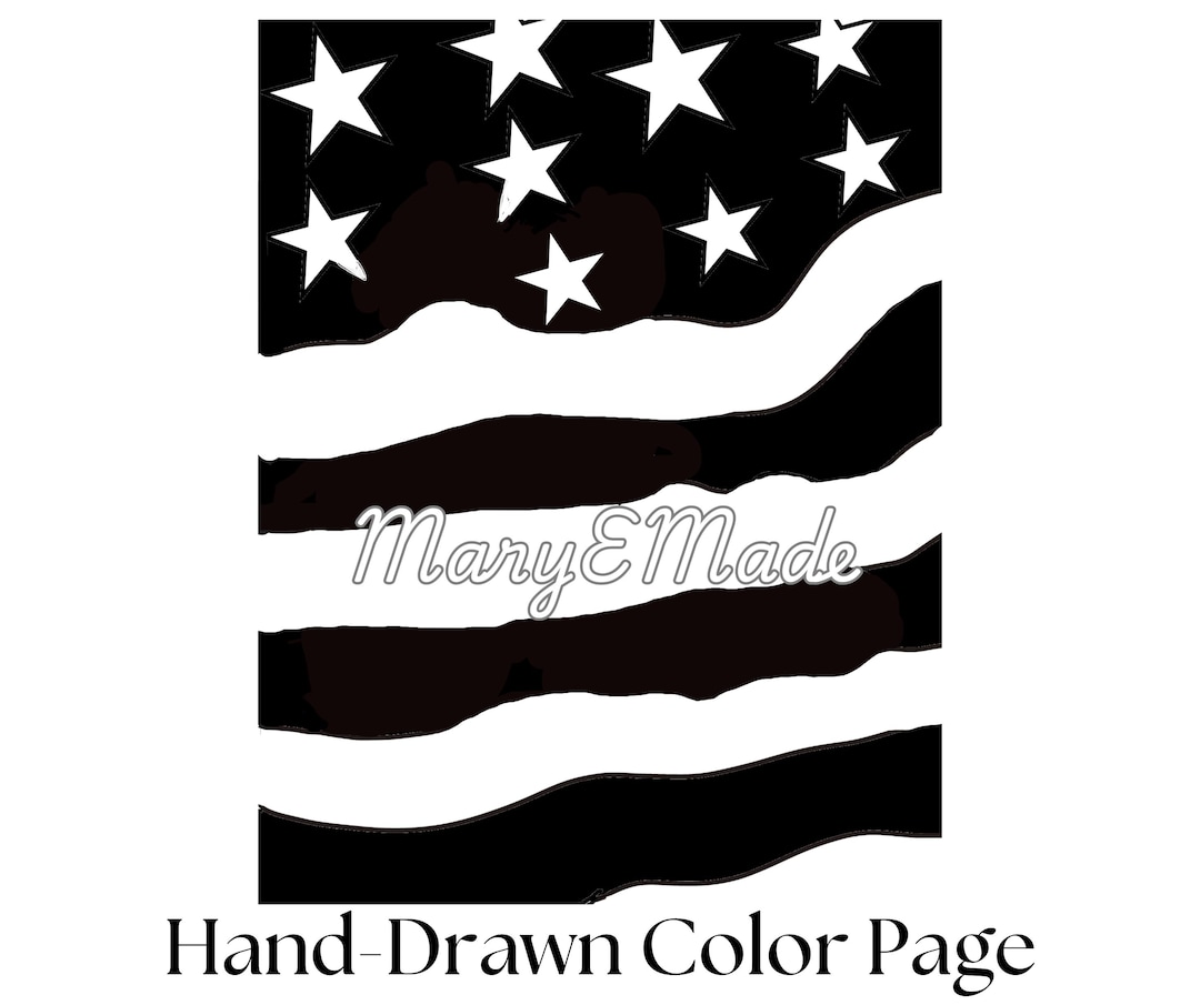 USA American Flag Printable Color Page Original Artwork Not Ai - Etsy