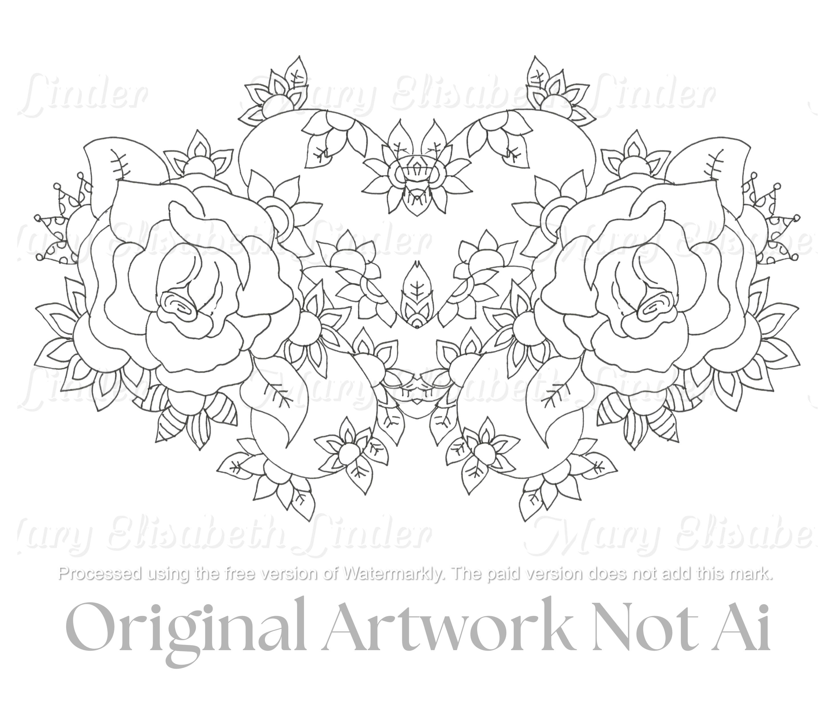 Rose Heart Printable Color Page Original Artwork Not Ai - Etsy