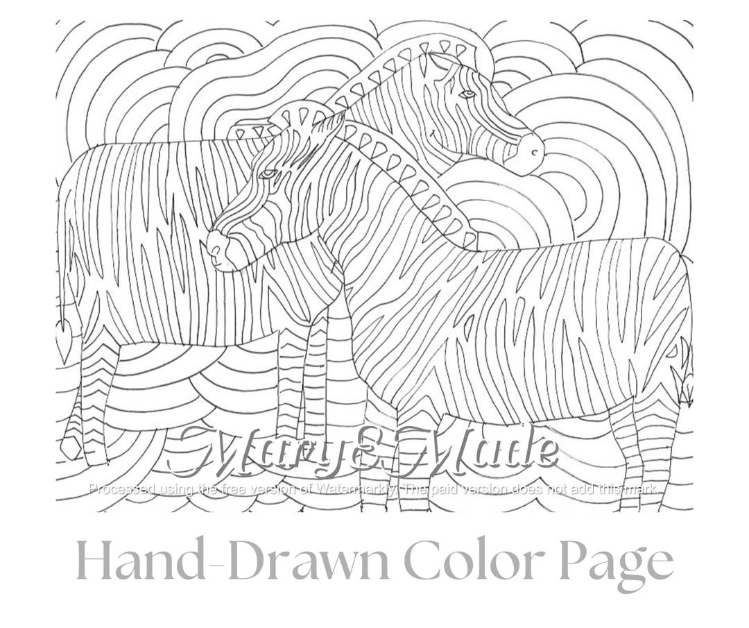 Zebra Stripes Printable Color Page Original Artwork Not Ai - Etsy