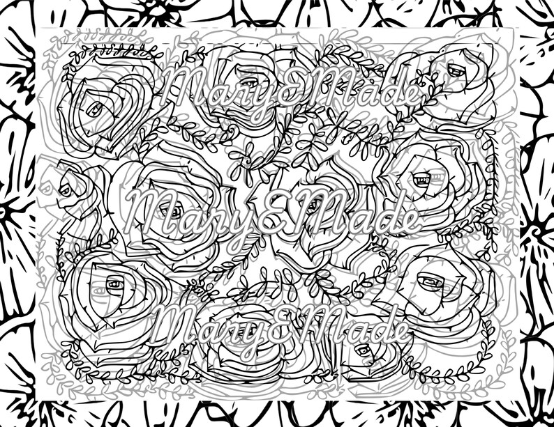 Floral Optical Illusion Printable Color Page Original Artwork Not Ai - Etsy