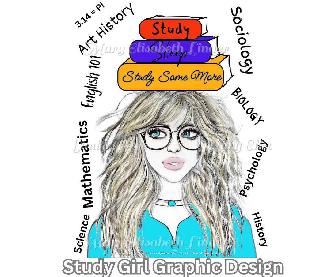 Study Girl Graphic Design JPG, PNG, PDF - Etsy