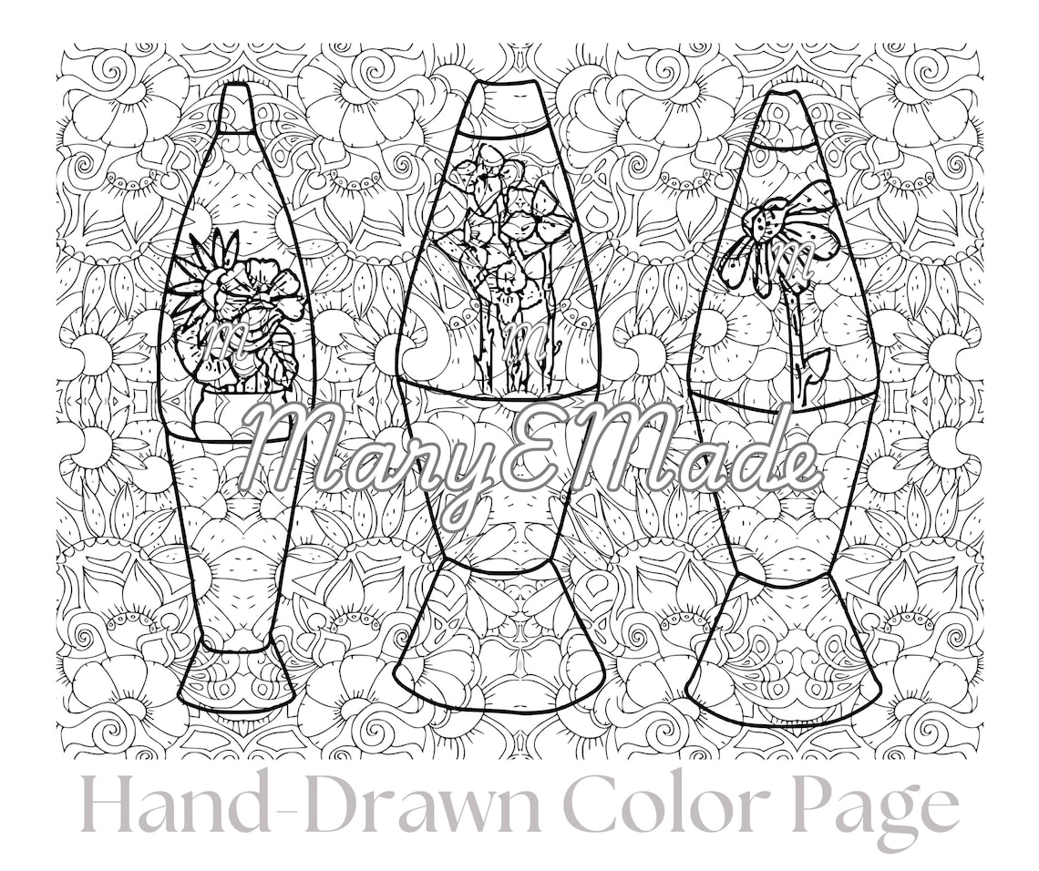 Intricate Floral Triple Lava Lamps Printable Color Page Original ...