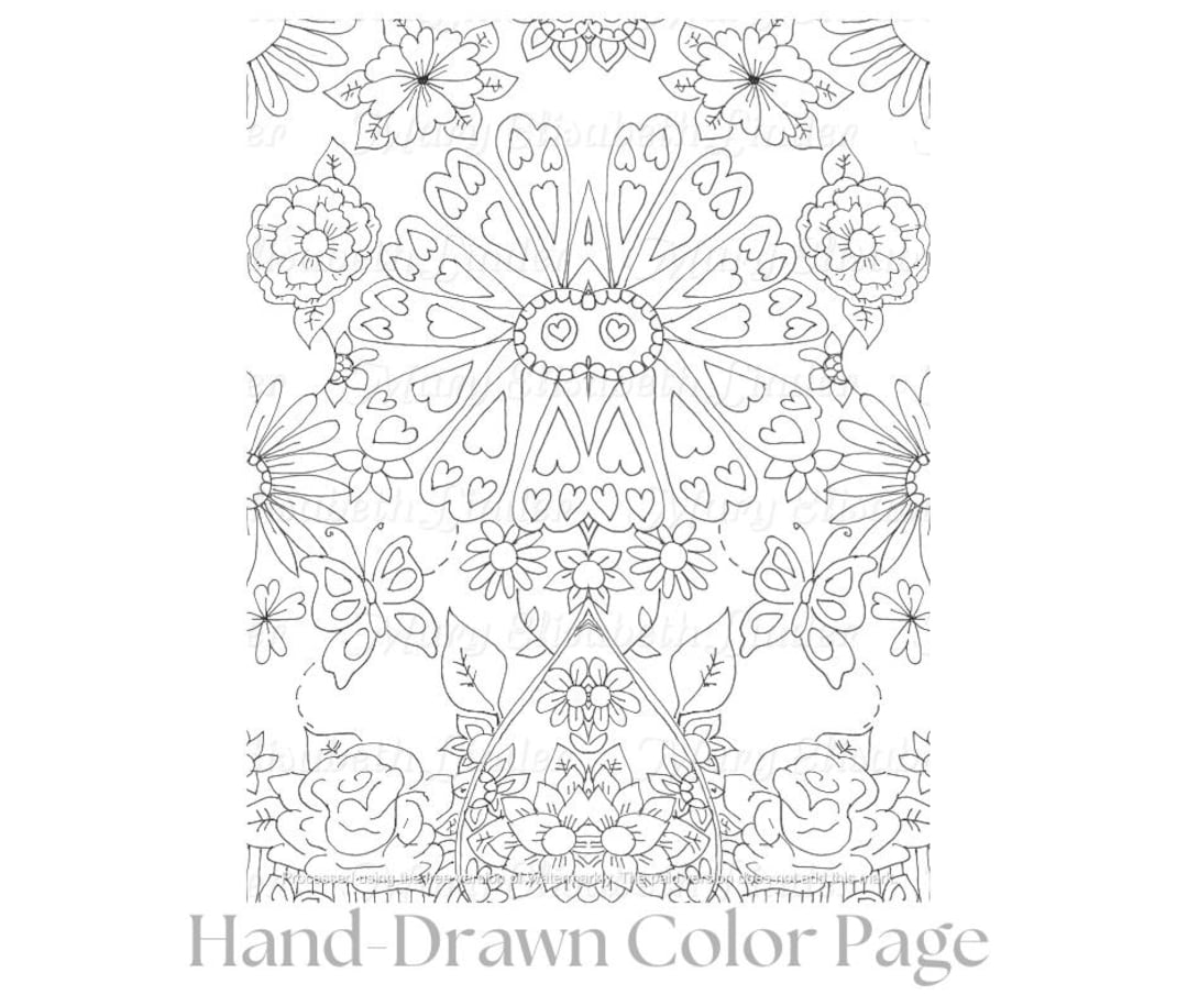 Whimsical Flower World Printable Color Page Original Artwork Not Ai - Etsy