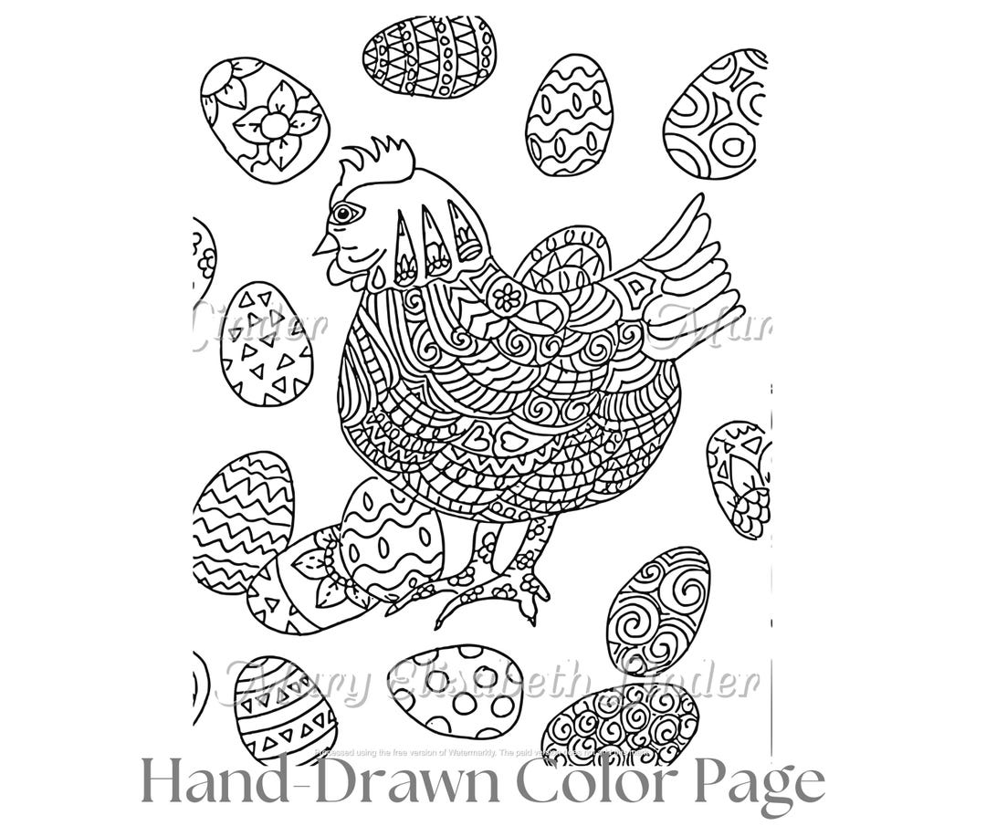 Chicken and Eggs Printable Color Page Original Artwork Not Ai - Etsy