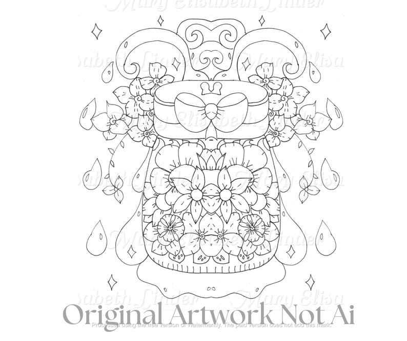 Pretty Flower Jar Printable Color Page Original Artwork Not Ai - Etsy