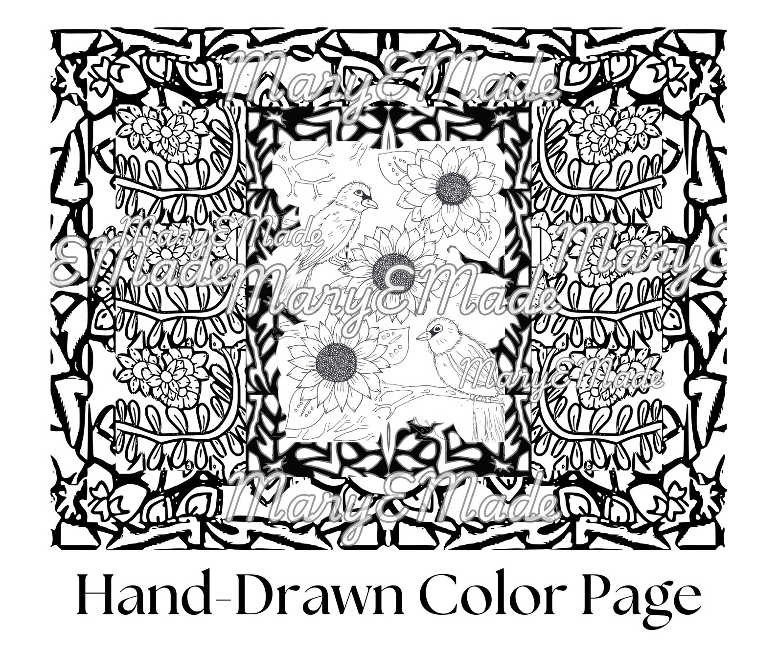 Vintage Bird Frame Printable Color Page Original Artwork Not Ai - Etsy