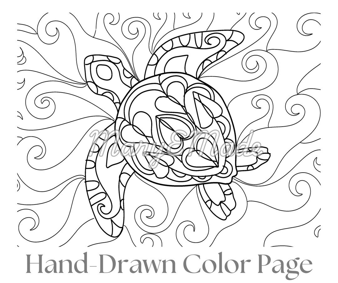 Stained Glass Turtle Printable Color Page Original Artwork Not Ai - Etsy