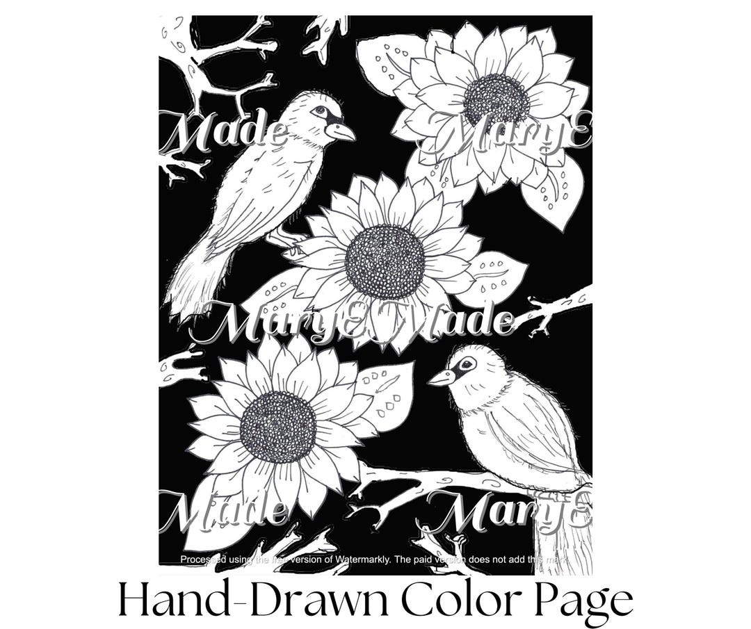 Fall Night Birds Printable Color Page Original Artwork Not Ai - Etsy
