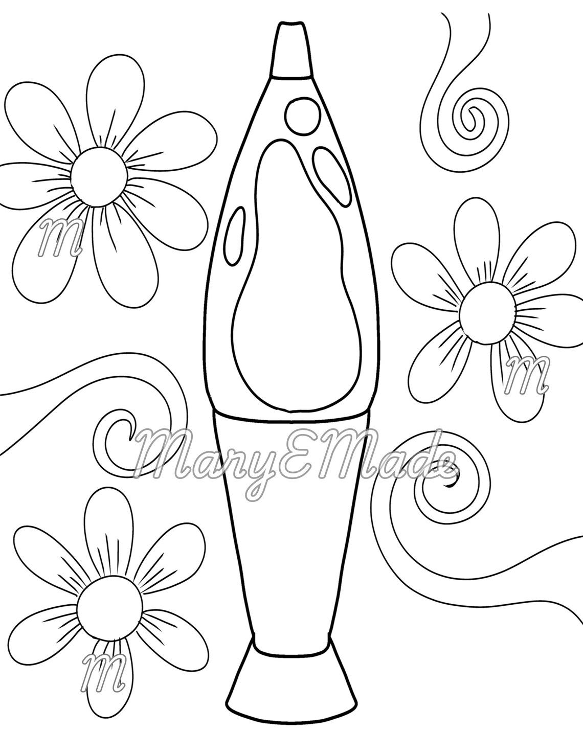 Retro Lava Lamp Printable Color Page Original Artwork Not Ai - Etsy