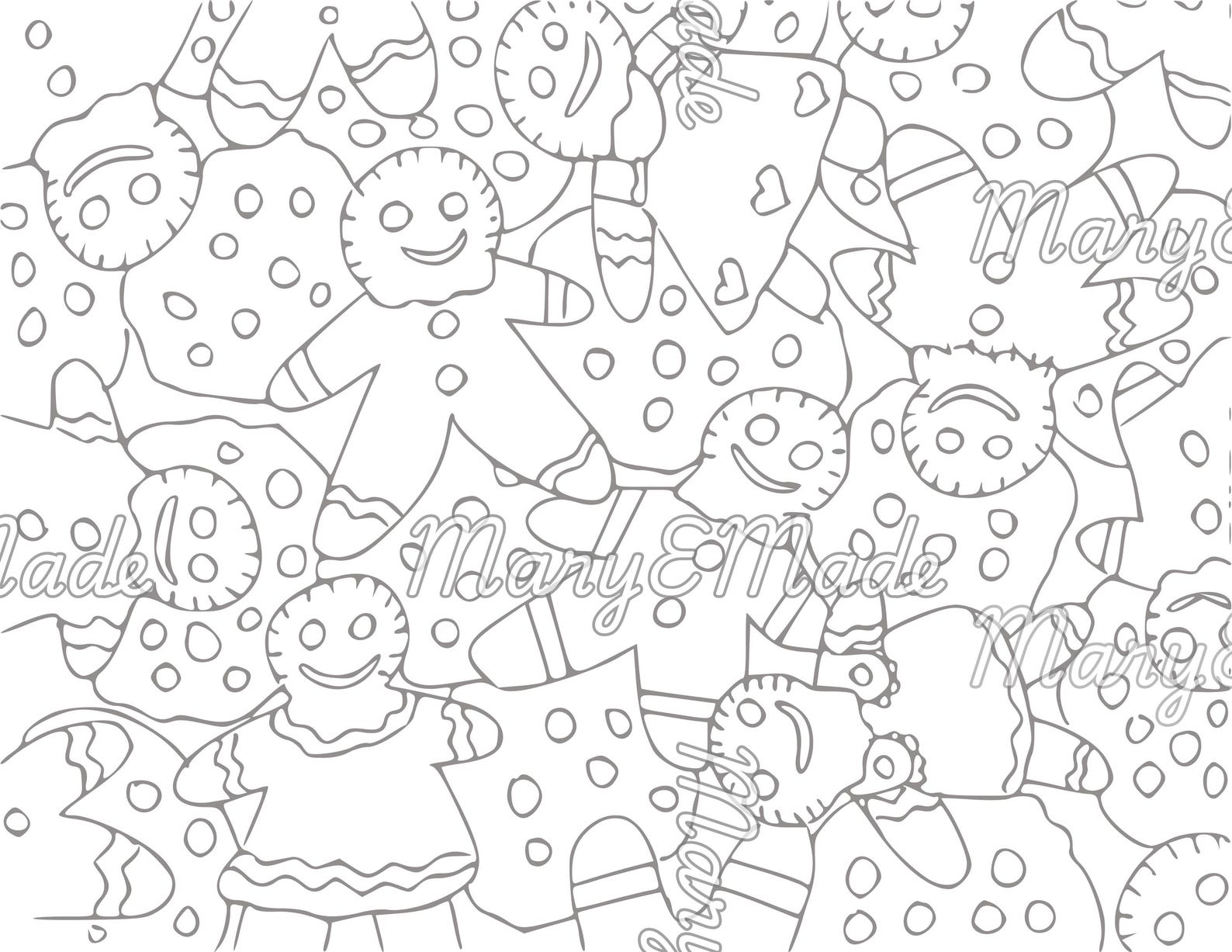 Gingerbread Cookie' Printable Color Page Original Artwork Not Ai - Etsy