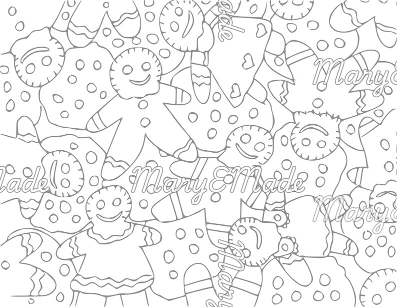 Gingerbread Cookie' Printable Color Page Original Artwork Not Ai - Etsy
