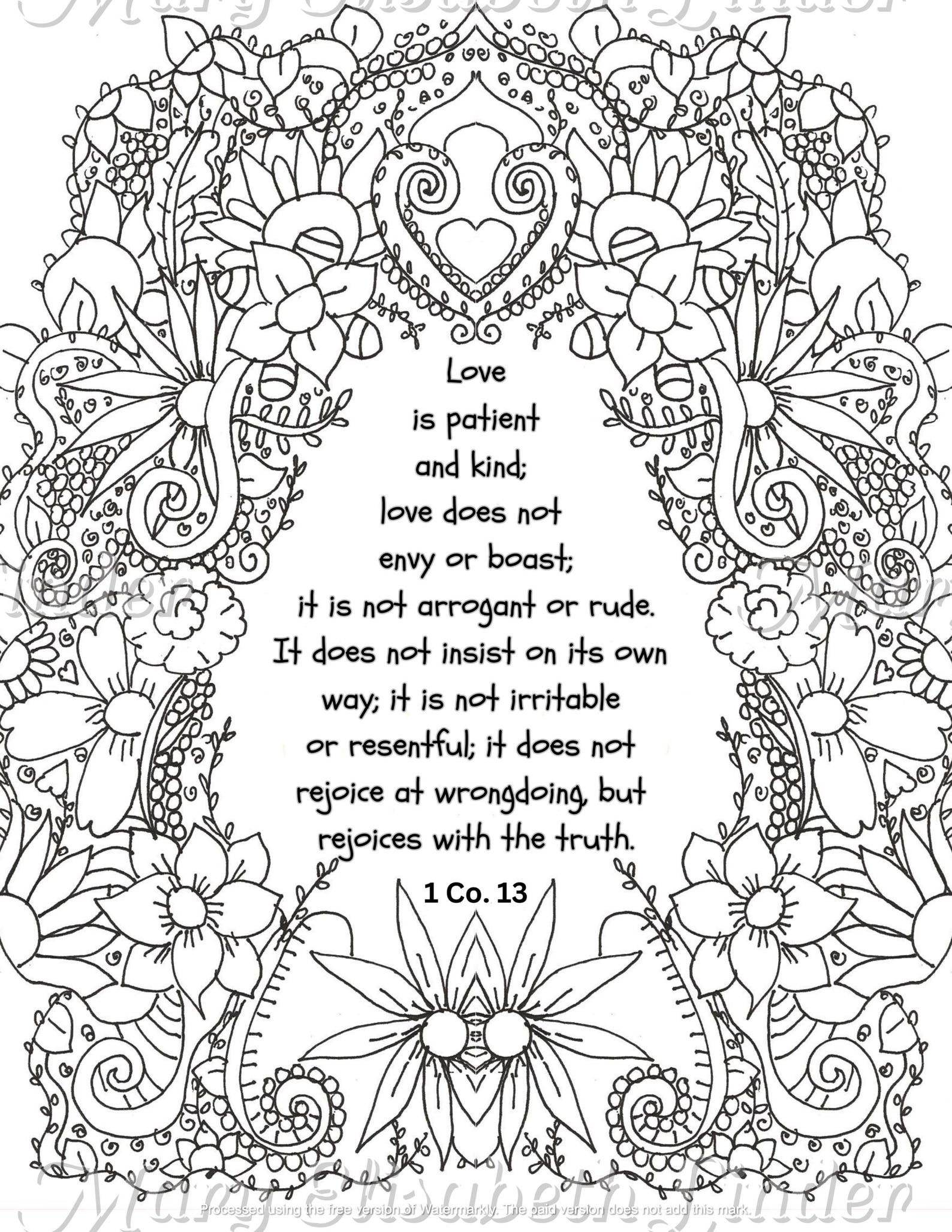 1 Corinthians 13 Printable Color Page Original Artwork Not Ai - Etsy
