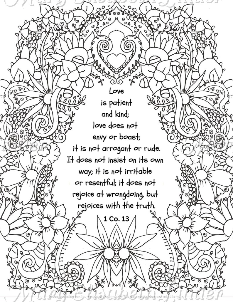 1 Corinthians 13 Printable Color Page Original Artwork Not Ai - Etsy