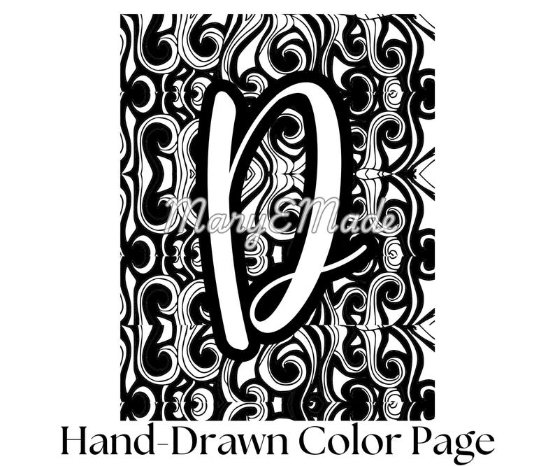 Initial 'D' Printable Color Page Original Artwork Not Ai - Etsy