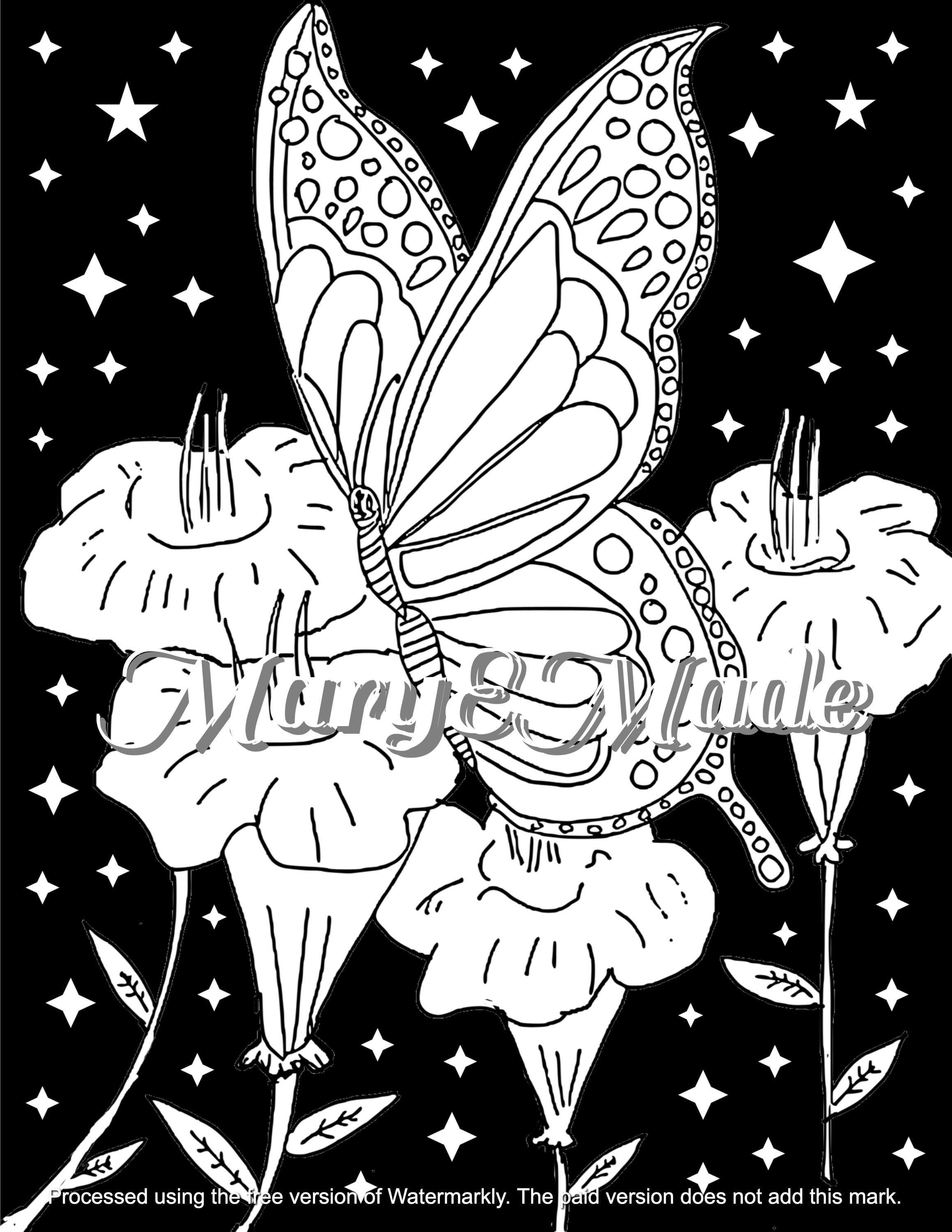 Velvet Starlight Butterfly Printable Color Page Original Artwork Not Ai ...