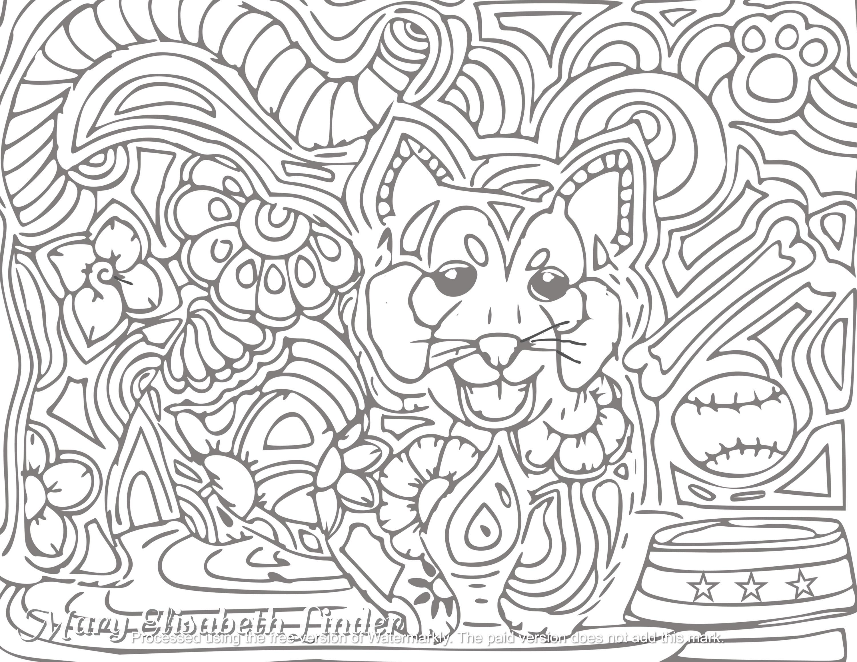 Complex Kitty Printable Color Page Original Artwork Not Ai - Etsy