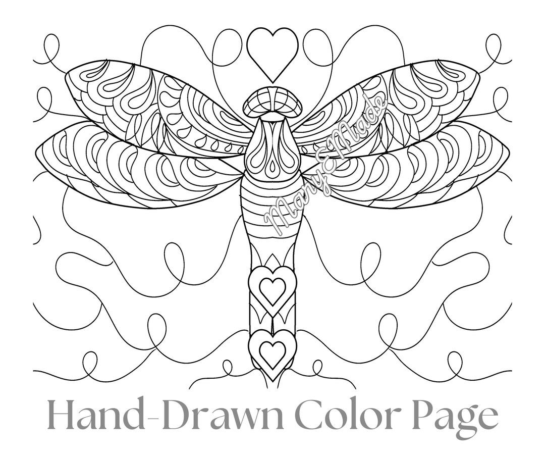 Pretty Dragonfly Printable Color Page Original Artwork Not Ai - Etsy