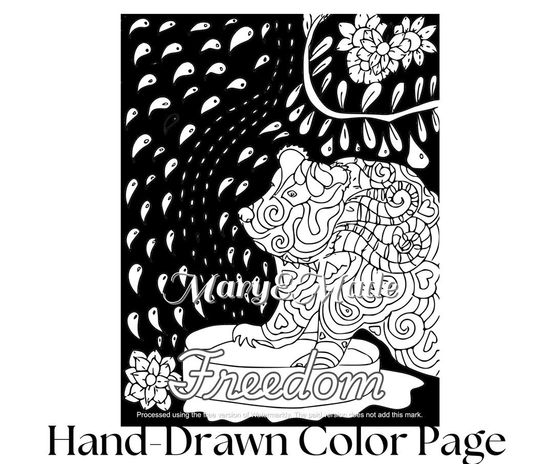 Velvet Freedom Bear Printable Color Page Original Artwork Not Ai - Etsy