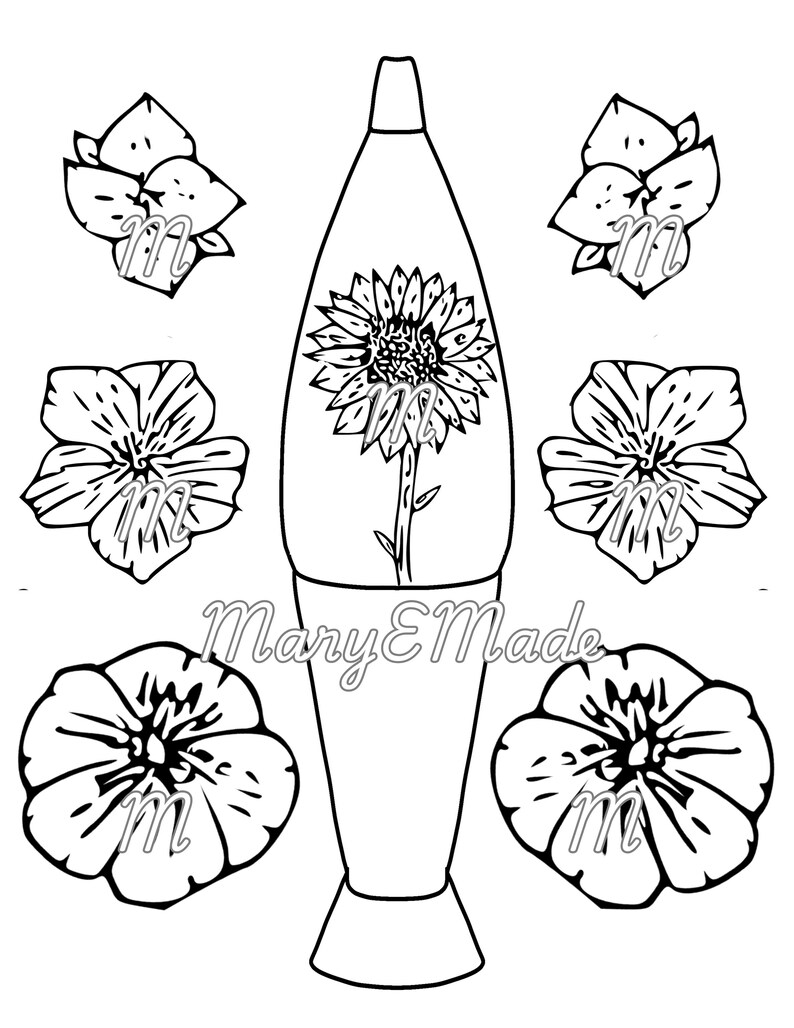 Floral Lava Lamp Printable Color Page Original Artwork Not Ai - Etsy