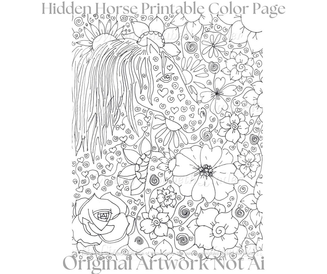Hidden Horses Printable Color Page Original Artwork Not Ai - Etsy