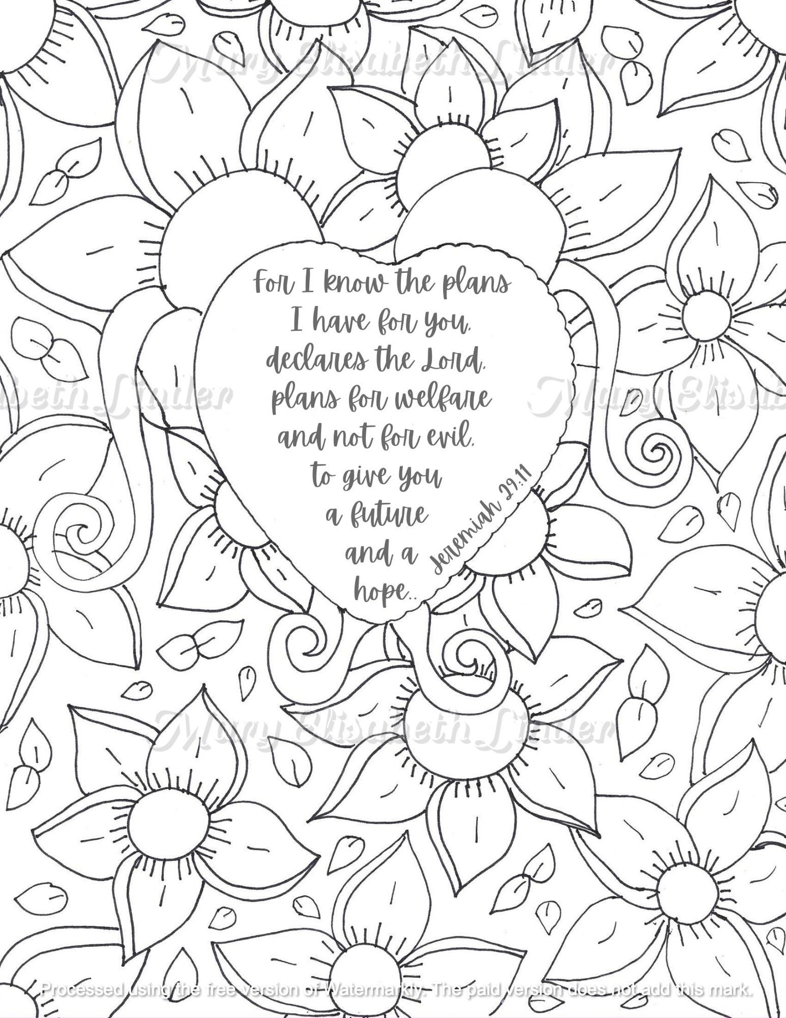 Jeremiah 29:11 Printable Color Art Page Original Artwork Not Ai - Etsy