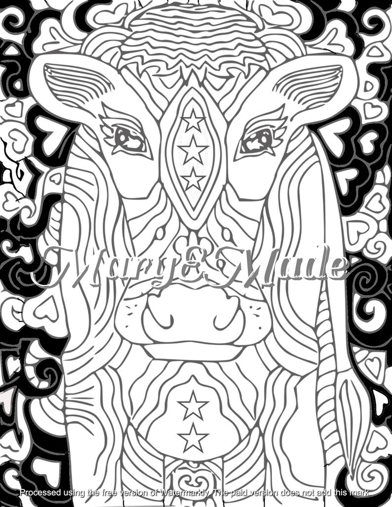 Velvet Cow Printable Color Page Original Artwork Not Ai - Etsy