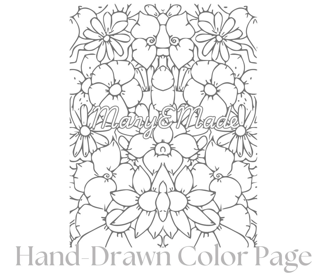 Flower Printable Color Page Original Artwork Not Ai - Etsy