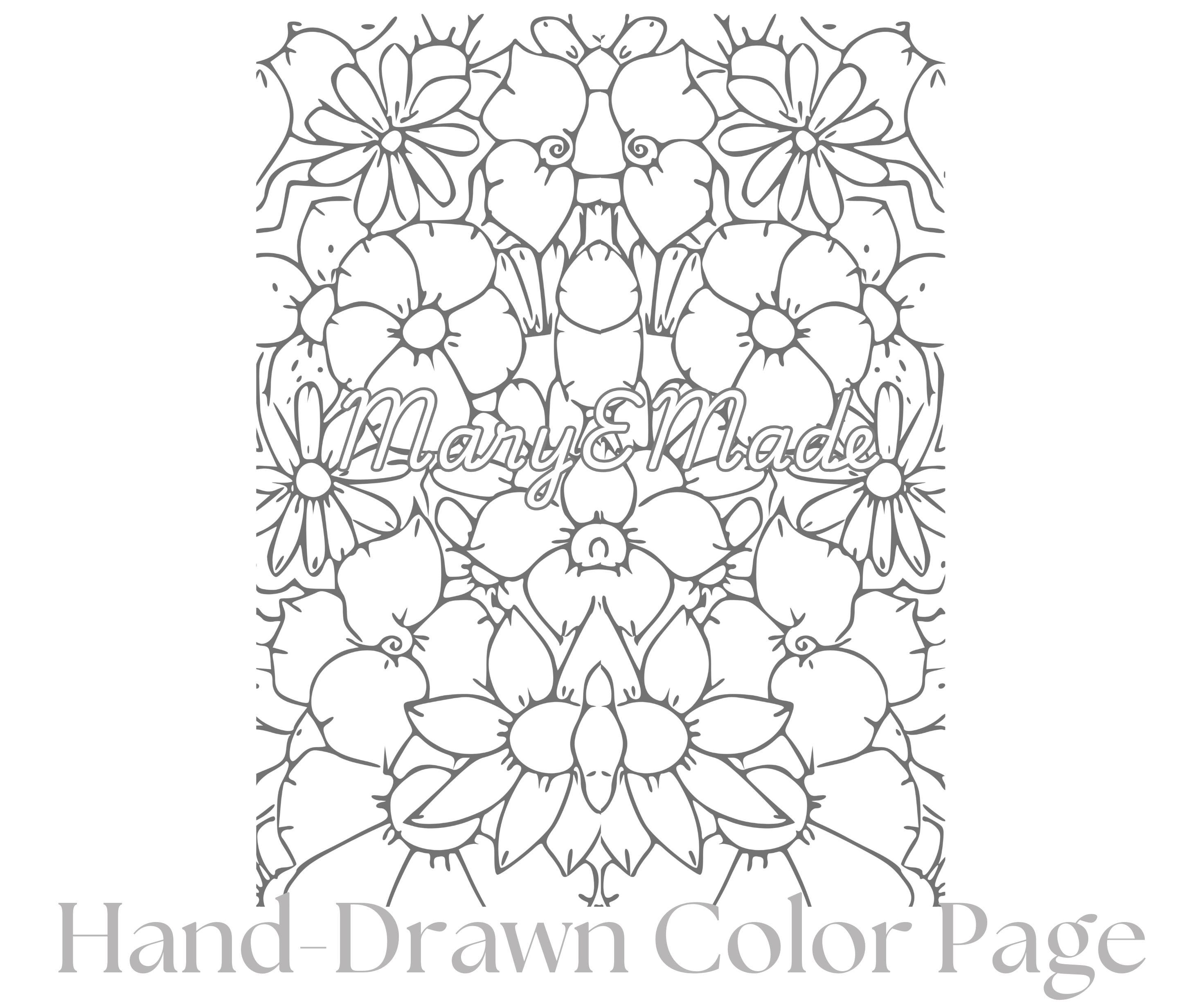 Flower Printable Color Page Original Artwork Not Ai - Etsy