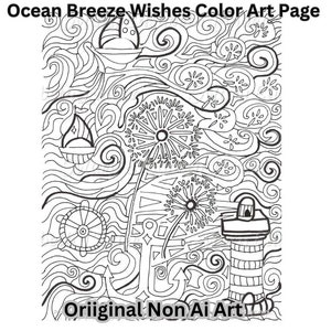 Ocean Breeze Wishes Printable Color Art Page - Etsy