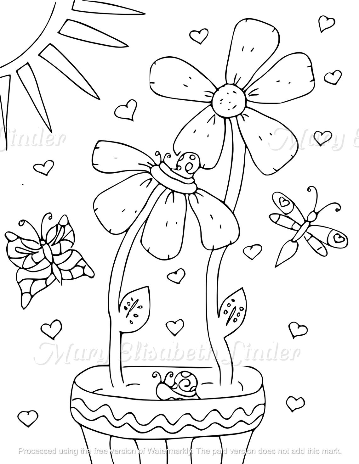 Snails and Daisies Printable Color Page Original Artwork Not Ai - Etsy