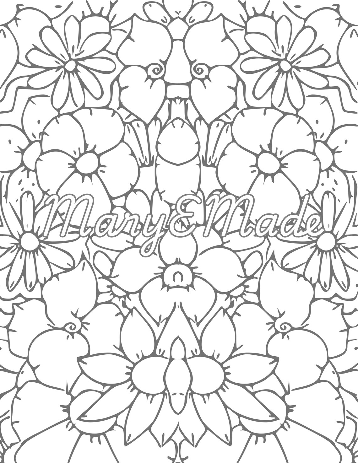 Flower Printable Color Page Original Artwork Not Ai - Etsy