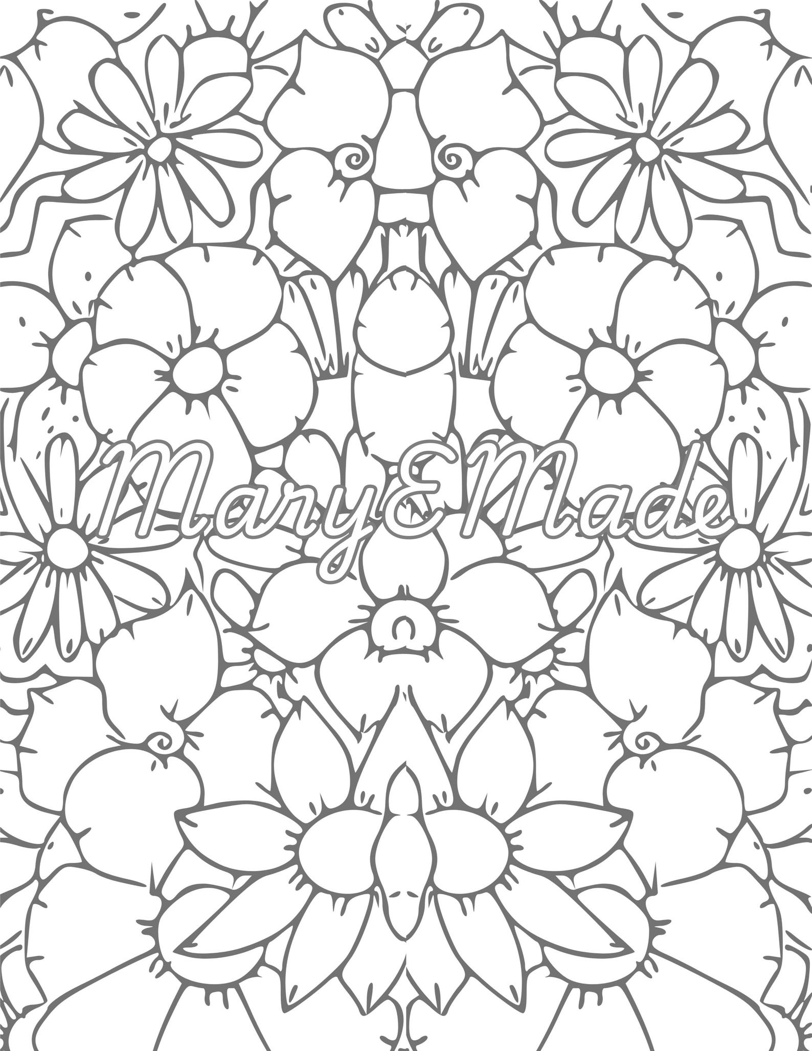 Flower Printable Color Page Original Artwork Not Ai - Etsy