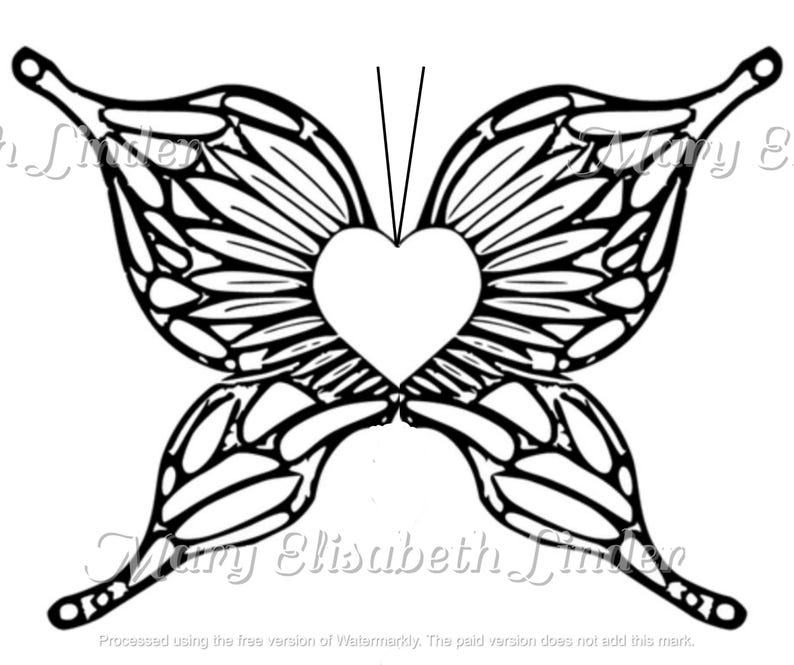 Heart Butterfly Printable Color Page Original Artwork Not Ai - Etsy