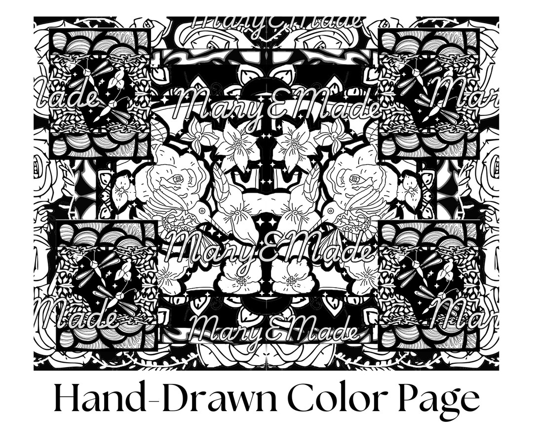 Black Floral Printable Color Page Original Artwork Not Ai - Etsy