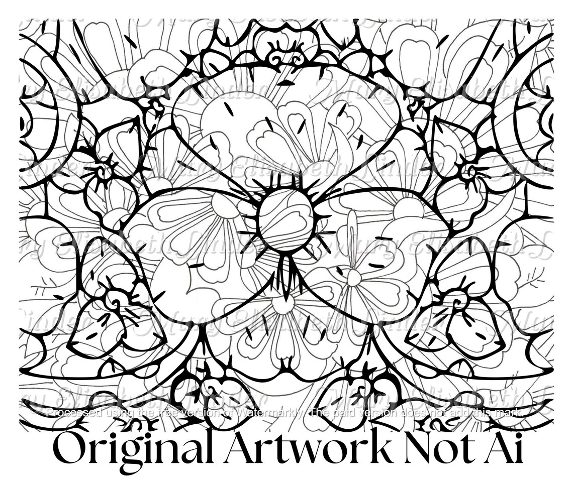 Pretty Flower Printable Color Page Original Artwork Not Ai - Etsy