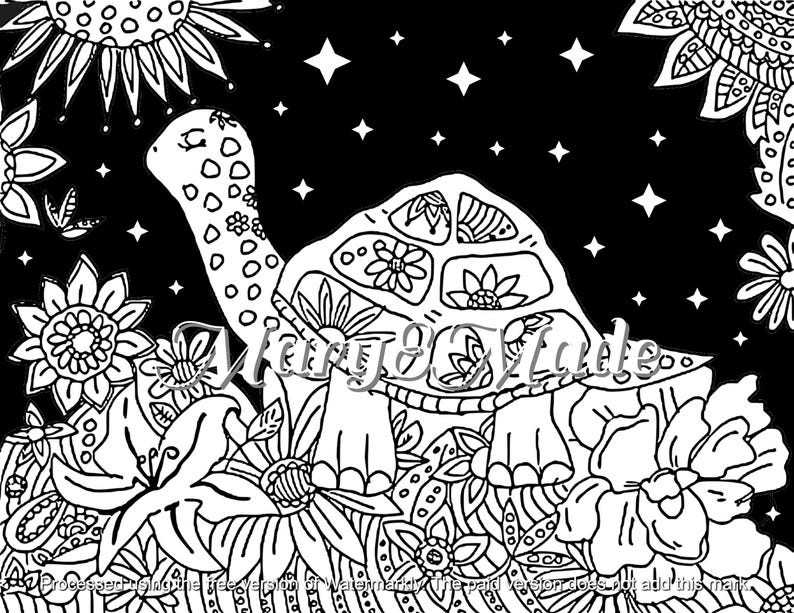 Starlight Turtle Printable Color Page Original Artwork Not Ai - Etsy
