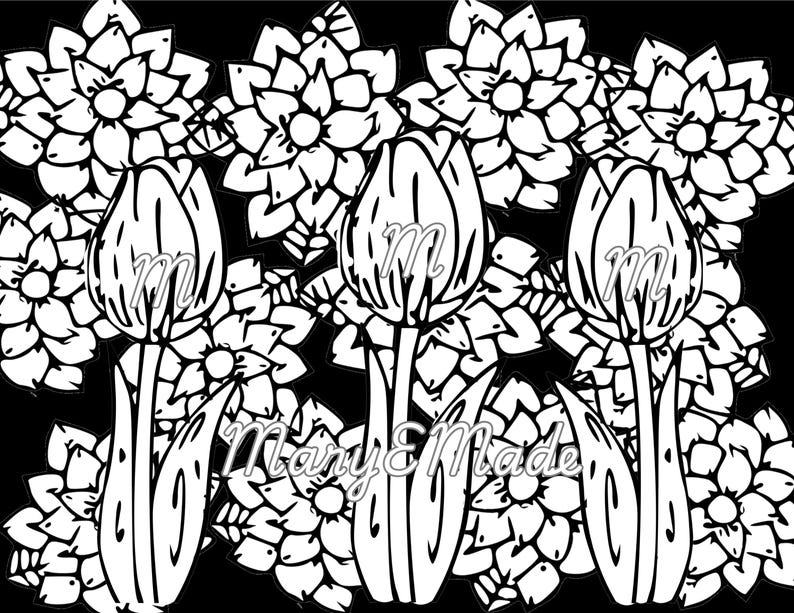 Tulip Buds Printable Color Page Original Artwork Not Ai - Etsy