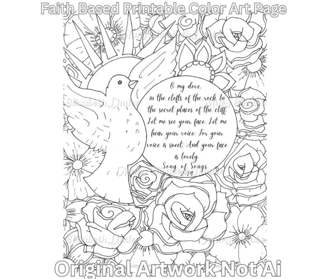 Song of Solomon 2:14 Printable Color Art Page Original Artwork Not Ai ...