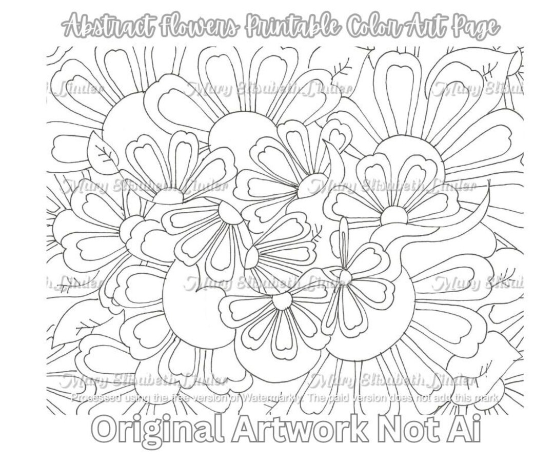 Abstract Flower Printable Color Art Page Original Artwork Not Ai - Etsy