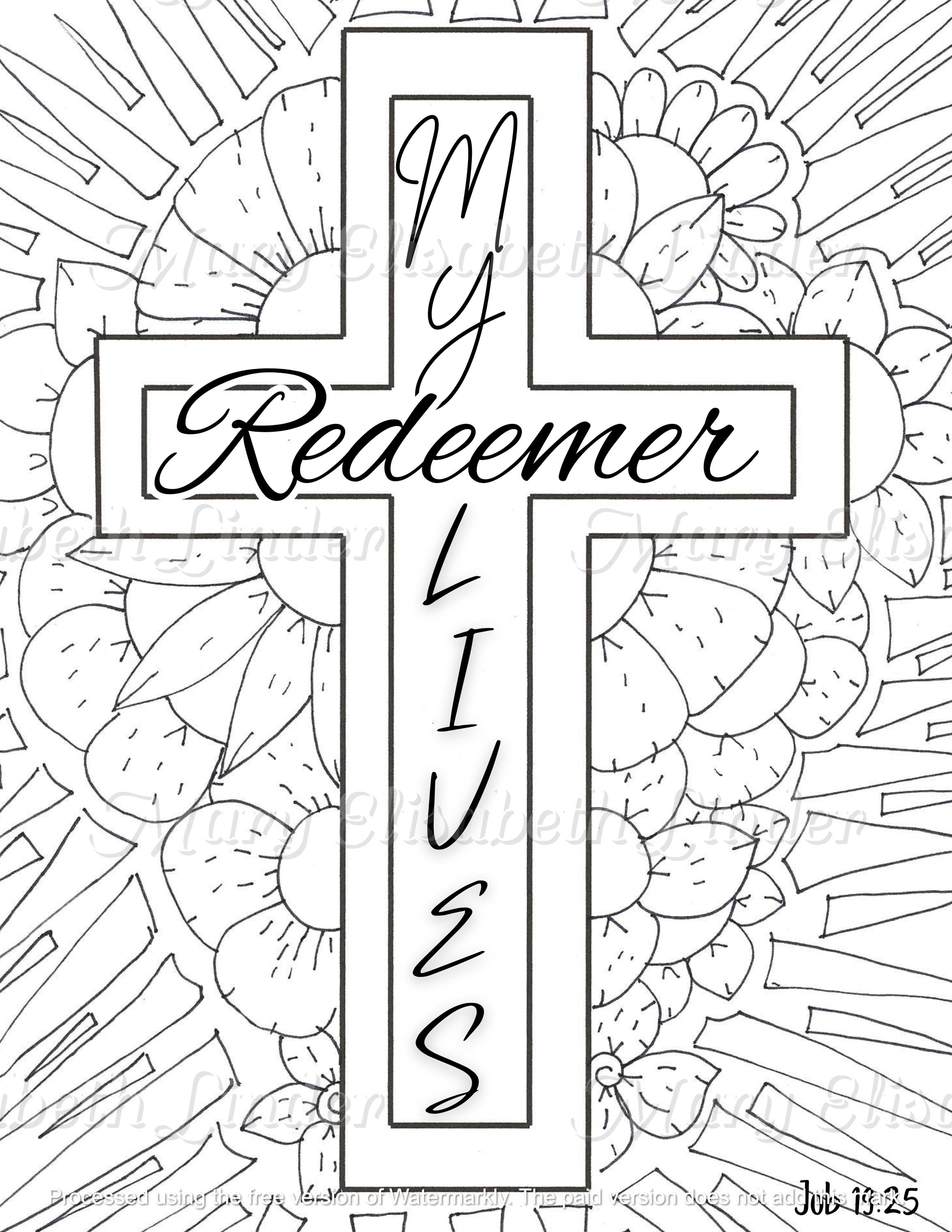 My Redeemer Lives Printable Color Page Original Artwork Not Ai - Etsy