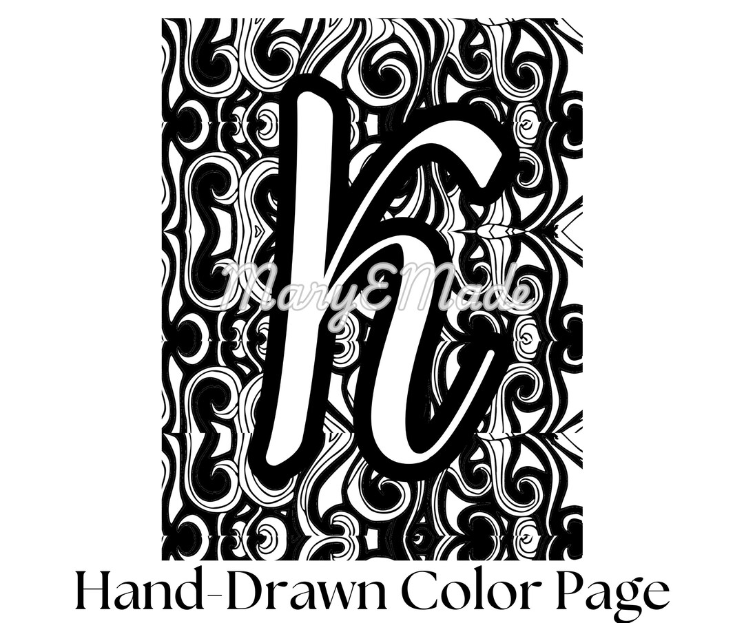 Initial 'K' Printable Color Page Original Artwork Not Ai - Etsy